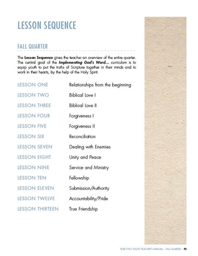 Youth Sunday School Curriculum - Year Two, Fall – One Story Ministries